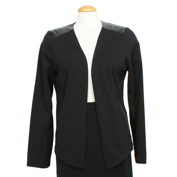 Eileen Fisher | Jackets & Coats | Stretch Viscose Ponte Leather Trim ...